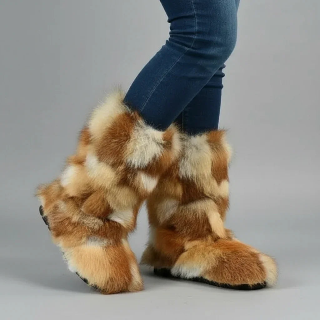 Faux Fur Winter Boots - Prima Dons Custom Sized Flat Calf – Prima Dons ...