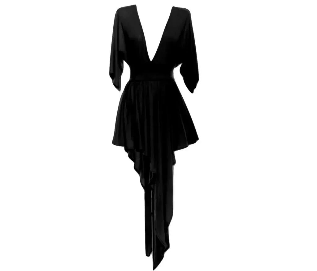 Tear Drop V Neck Dress Black – Prima Dons & Donnas