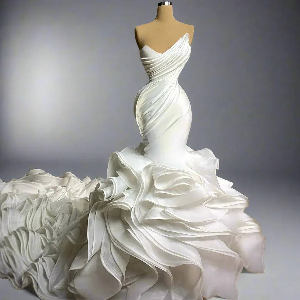 Ruffle Wedding Gown Maxi Dress - Custom Plus Size Bridal Gown with Lace ...