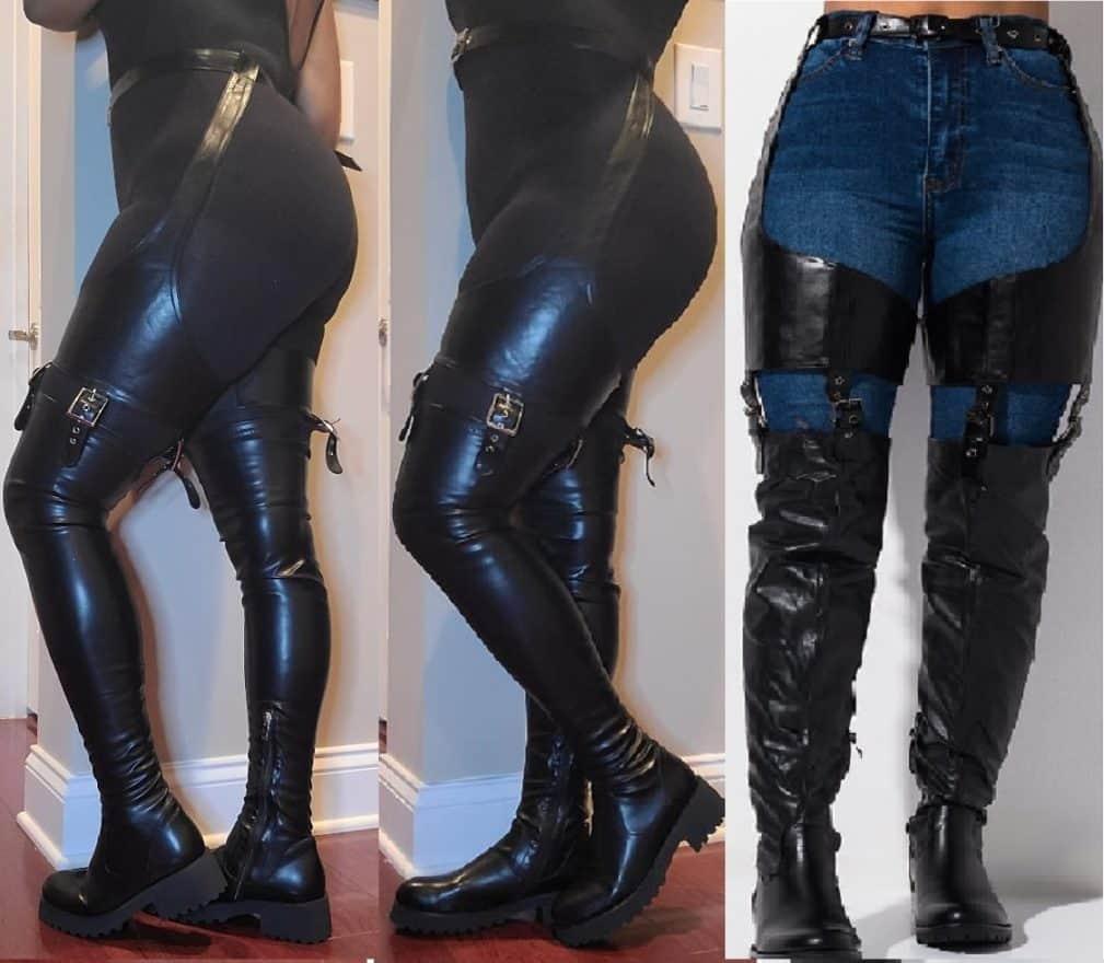 Thigh High Boots | Prima Dons & Donnas Flat Heel Faux Leather