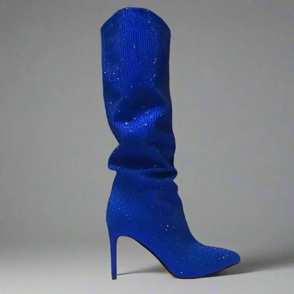 Rhinestone Calf Stiletto Boots – Prima Dons & Donnas
